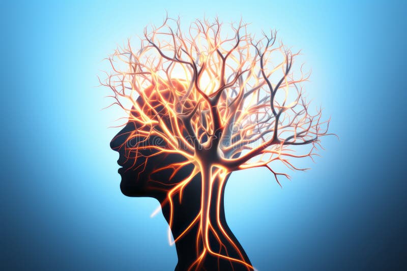 A Silhouette of a Persons Head with a Tree Growing Out of it Stock ...