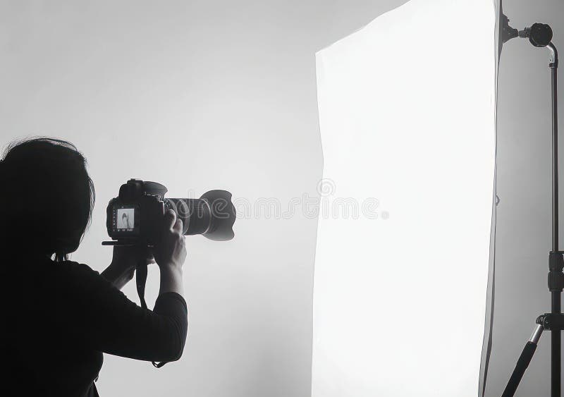 A Silhouette of a Photographer Capturing an Image in Front of a Bright ...