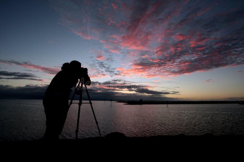 Silhouette Photography at Dawn Stock Image - Image of photographer ...