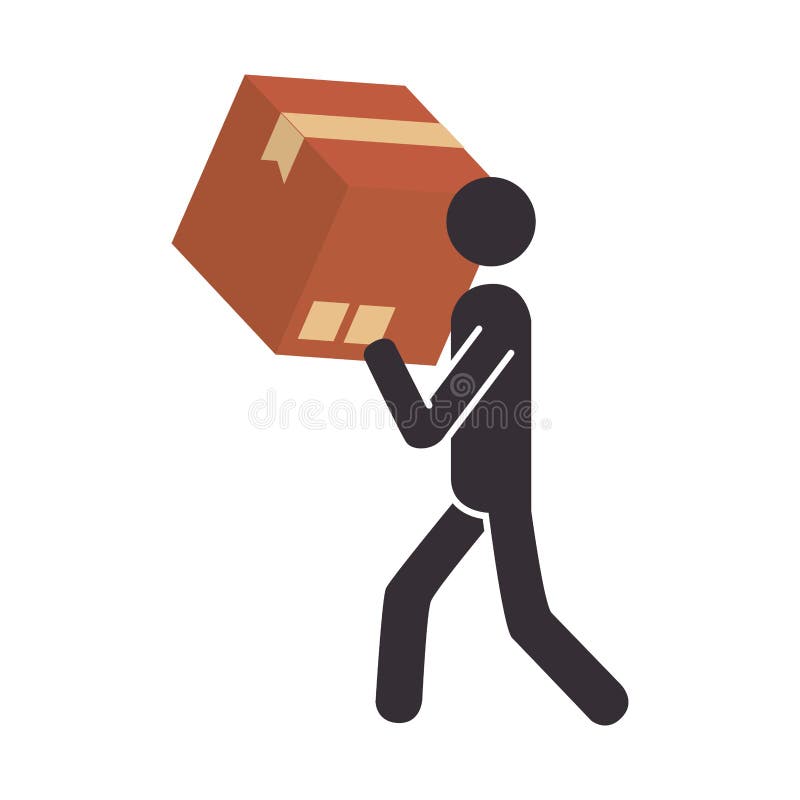 Silhouette Pictogram Person Carrying a Box Stock Vector - Illustration ...