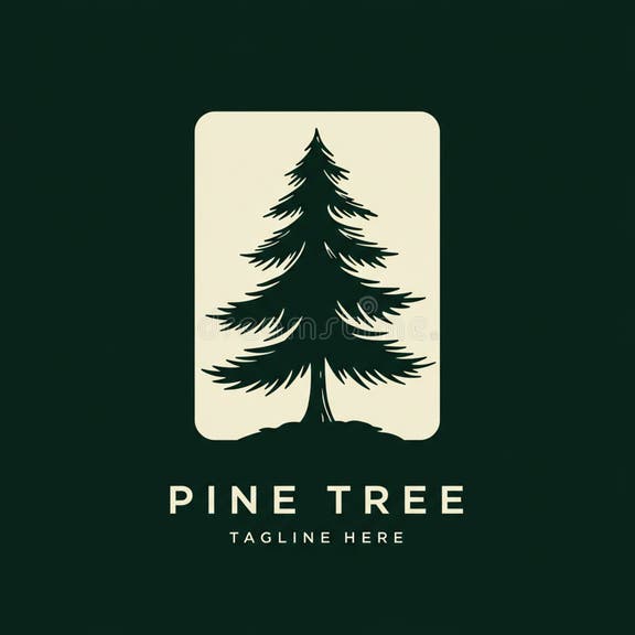 Silhouette of a Pine Tree (Pinus) Centered within a Rectangular Frame ...