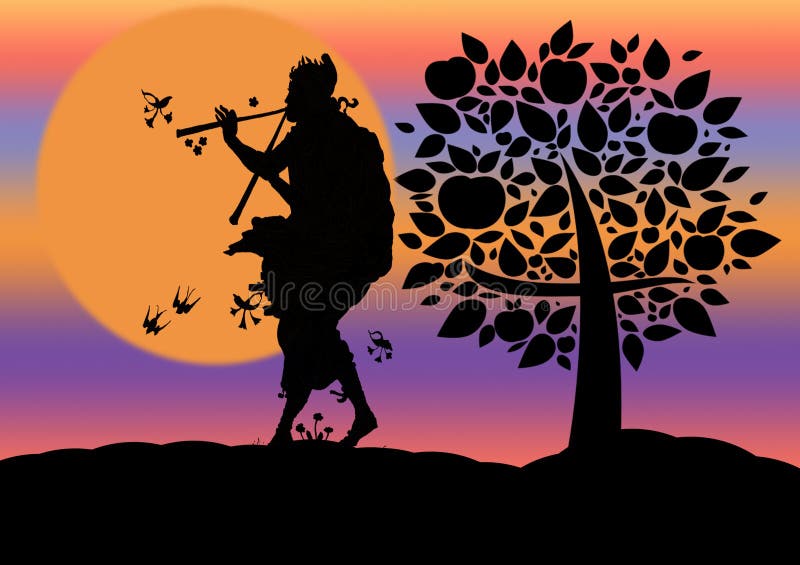 Silhouette of a Piper in the Sunset, Digital Art Stock Photo - Image of ...