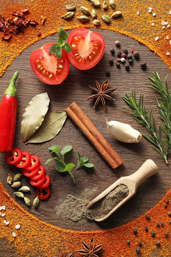 Silhouette of Plate Made with Spices and Different Ingredients on ...
