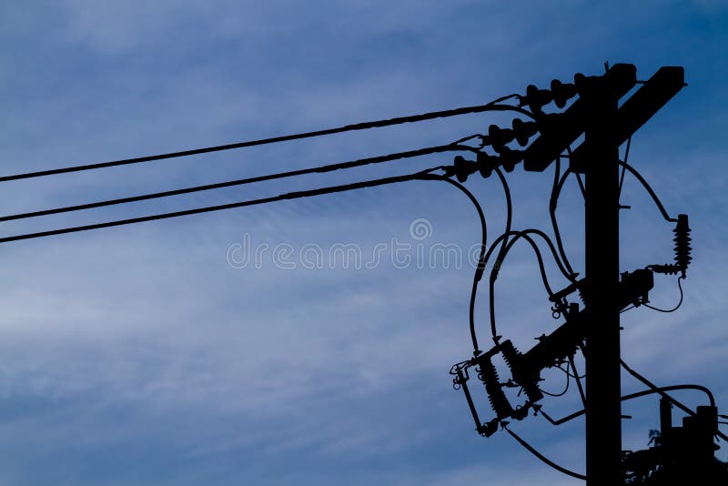 Silhouette electric post stock image. Image of pole, contact - 30313393