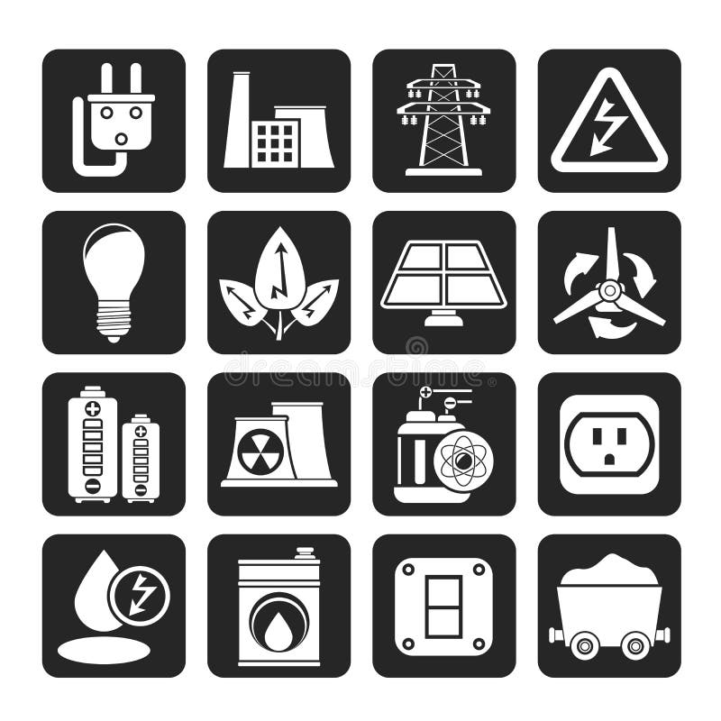 Power and Energy Production Icons Stock Vector - Illustration of ...