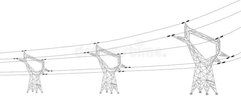Silhouette of Power Lines and Electric Pylons Stock Vector ...