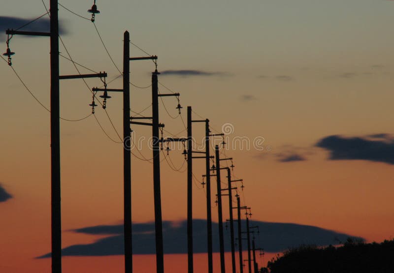 Silhouette of Power Lines during Sunset Stock Photo - Image of 20000v ...