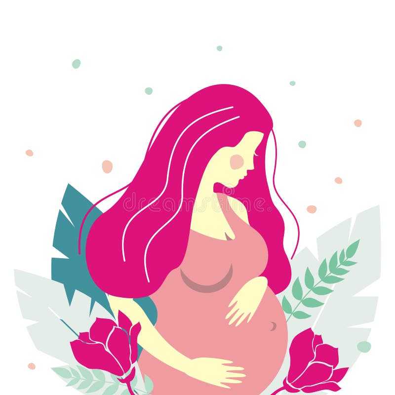 Silhouette Of A Pregnant Girl With A Big Belly Stock Vector
