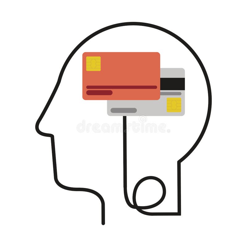 Silhouette Profile Human Head with Debit and Credit Cards Stock ...