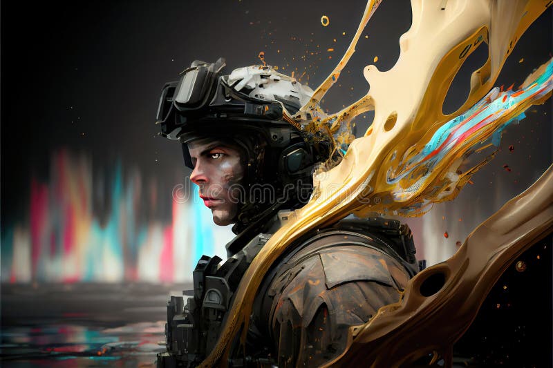 Modern Soldiers in Abstract Background Made with Generative AI Stock ...