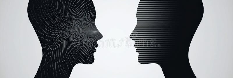 Silhouette Profile of Two Faces with Abstract Geometric Lines Concept ...