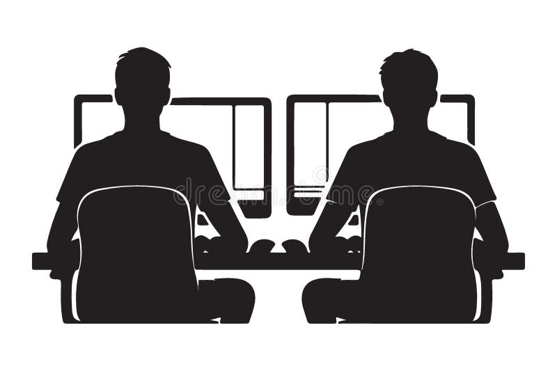 Silhouette of Programmers Coding on Computer Illustration for Software ...