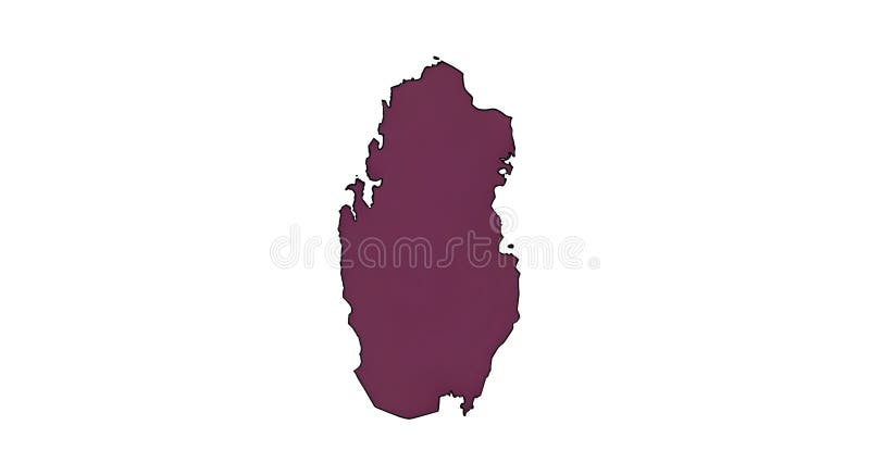 Silhouette of Qatar Depicted in a Solid Maroon Color Against a White ...