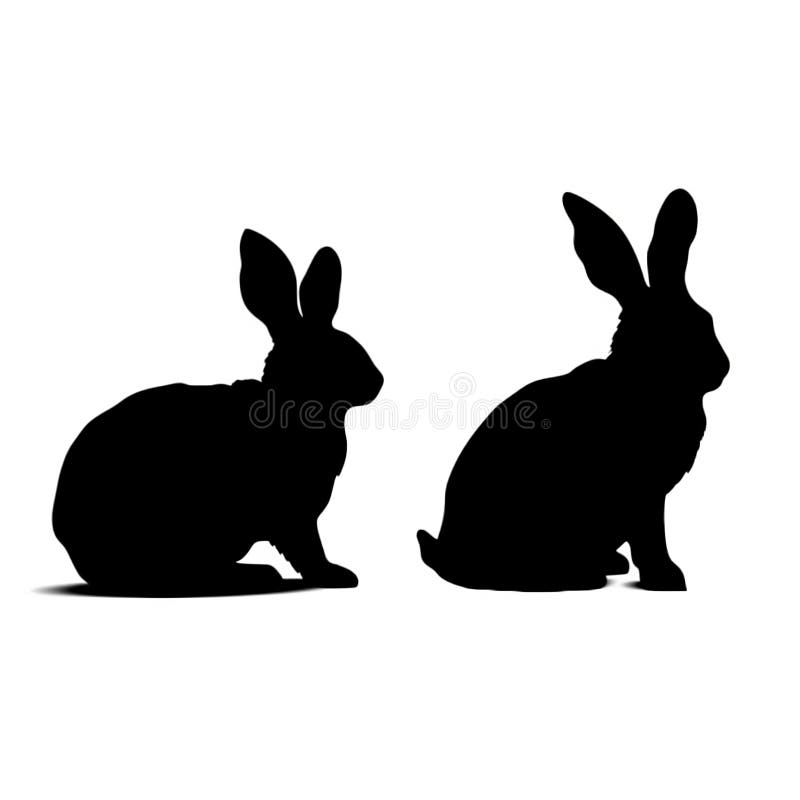 Silhouette Rabbit , Shadow Rabbit Illustration, White Background Stock ...