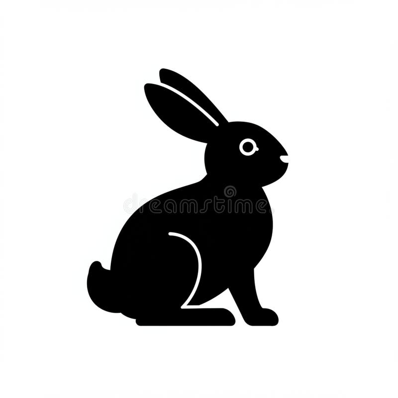 Silhouette of a Rabbit in a Side Profile View, Sitting Upright. the ...