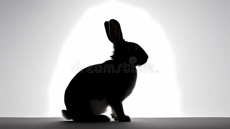 Silhouette of a Rabbit on a White Background with a Shadow Stock ...