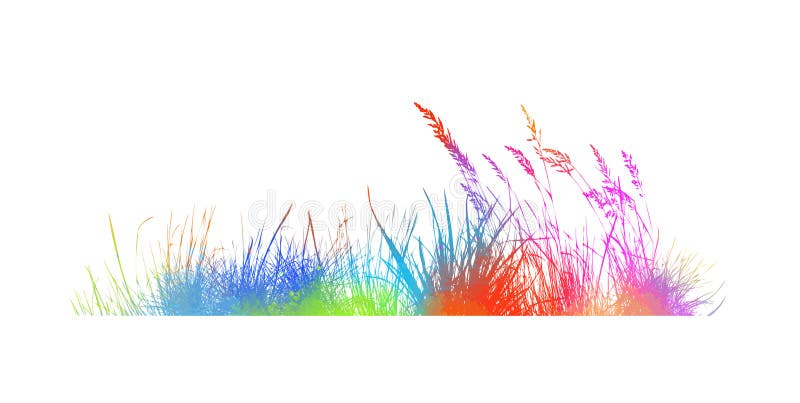 Silhouette of Rainbow Grass. Vector Illustration Stock Vector ...