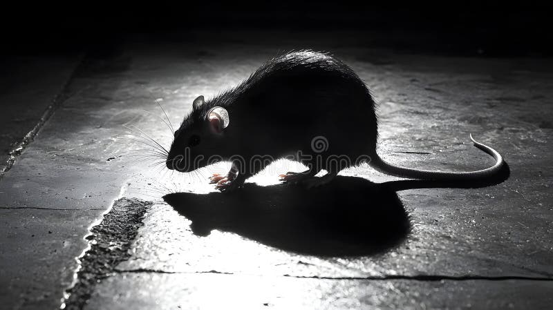 Silhouette of a Rat in Low Light Stock Illustration - Illustration of ...