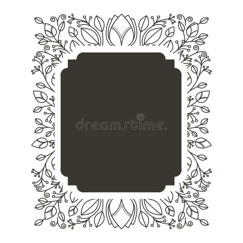 Silhouette Rectangle Border Heraldic with Decorative Ornament Floral ...