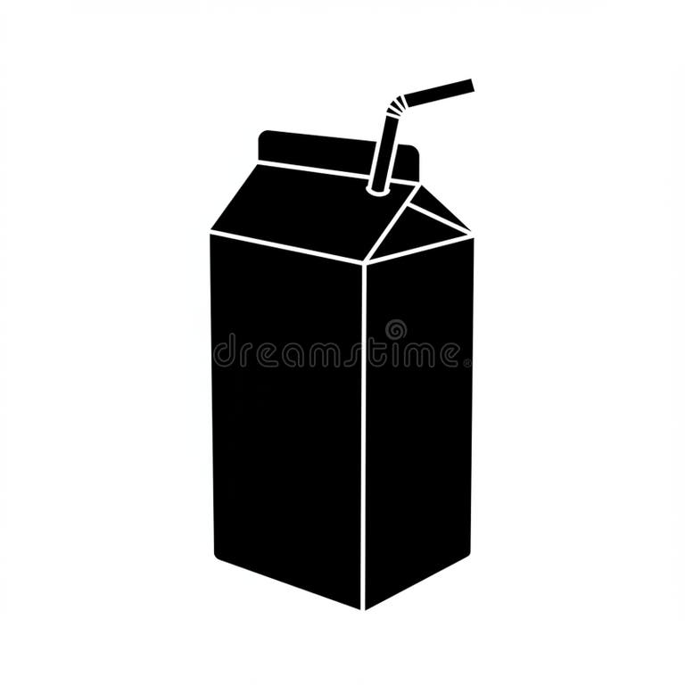 Silhouette of a Rectangular Beverage Carton with a Folded Top Stock ...