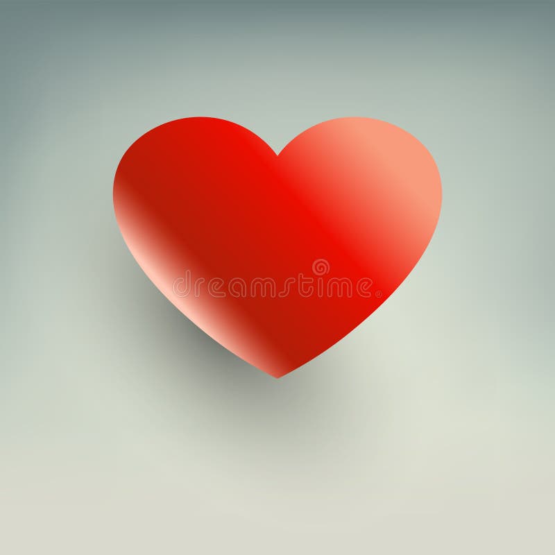 Red heart with shadow stock vector. Illustration of passion - 108794144