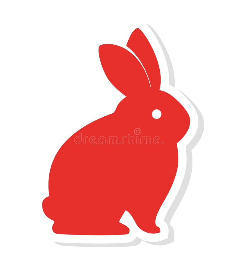 Silhouette red rabbit icon stock illustration. Illustration of graphic ...