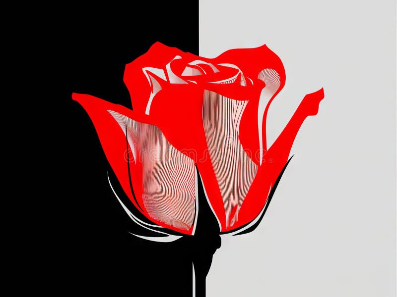 Monochromatic Rose with Red Stock Illustration - Illustration of ...
