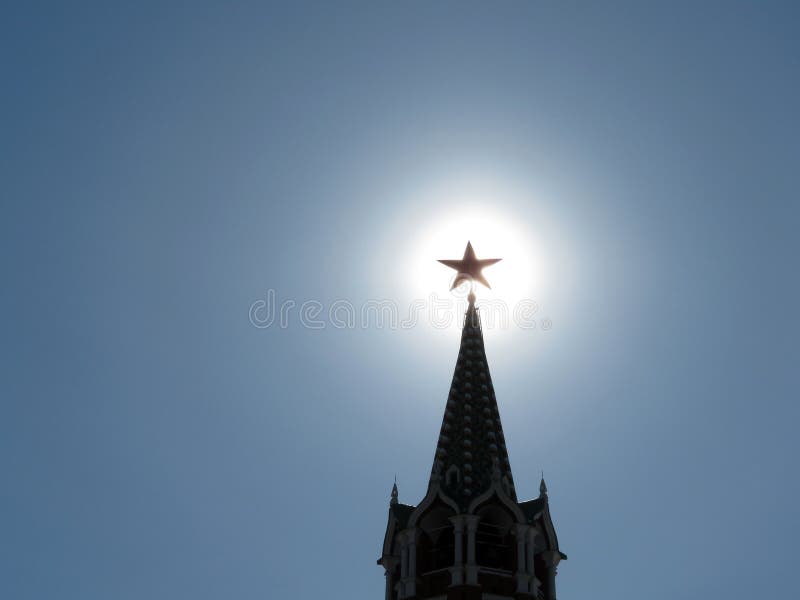 Kremlin Red Star Against a Sky Stock Image - Image of attraction ...