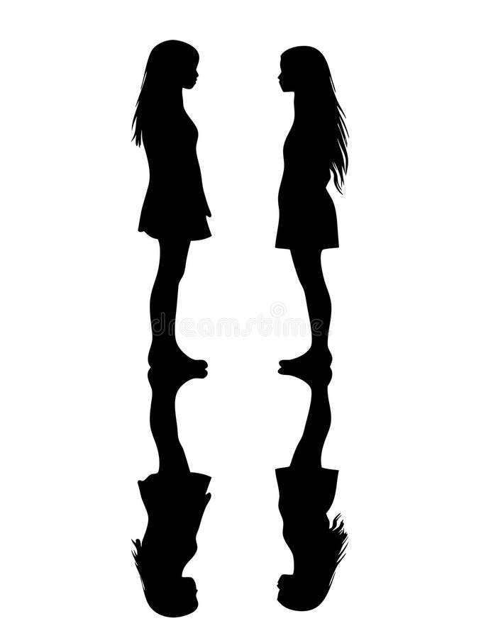 Silhouette Reflection of Two Women Facing Each Other for Artistic ...