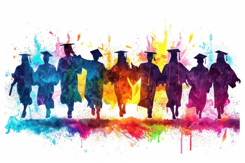 Silhouette of Rejoicing Graduates Stock Photo - Image of generated ...