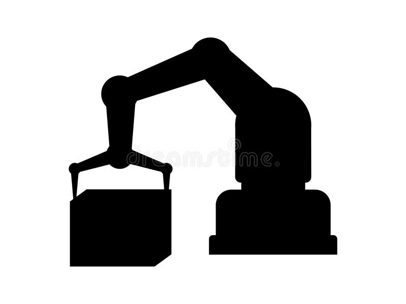 Silhouette Robot Arm Holding Carton Box, Arm Mechanical and Cardboard ...