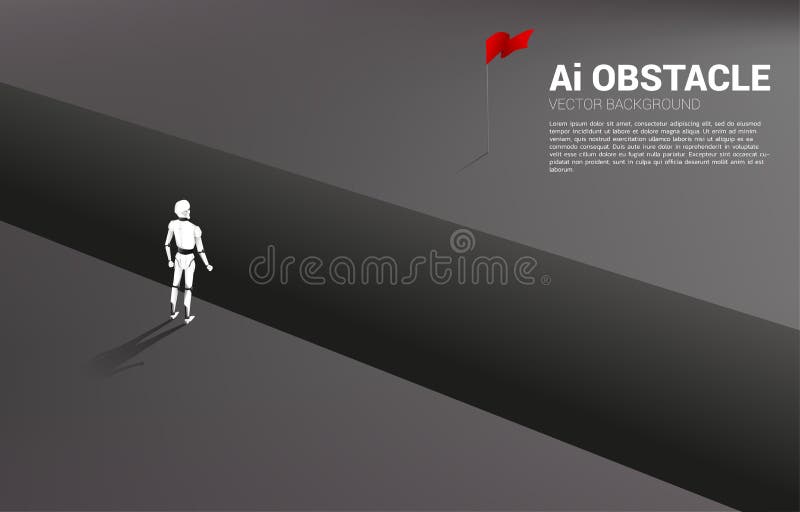 Silhouette of Robot Standing at Abyss Looking To Goal. Stock Vector ...