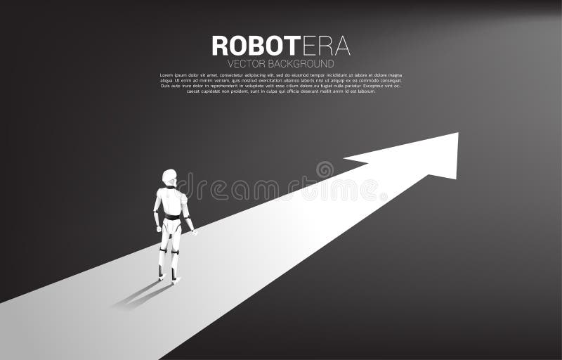 Silhouette of Robot Standing on Arrow Route. Stock Vector ...