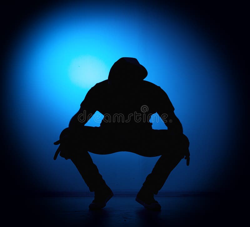 Silhouette Rocker Man Posing on Blue Background Stock Photo - Image of ...