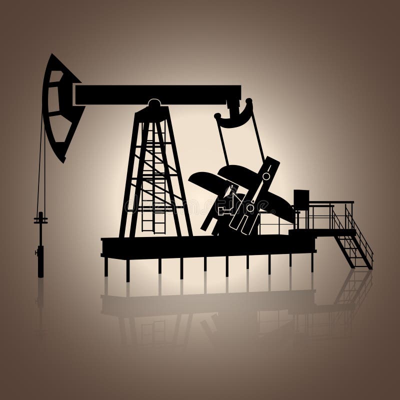 Silhouette Rocking for Oil with Reflection Stock Vector - Illustration ...