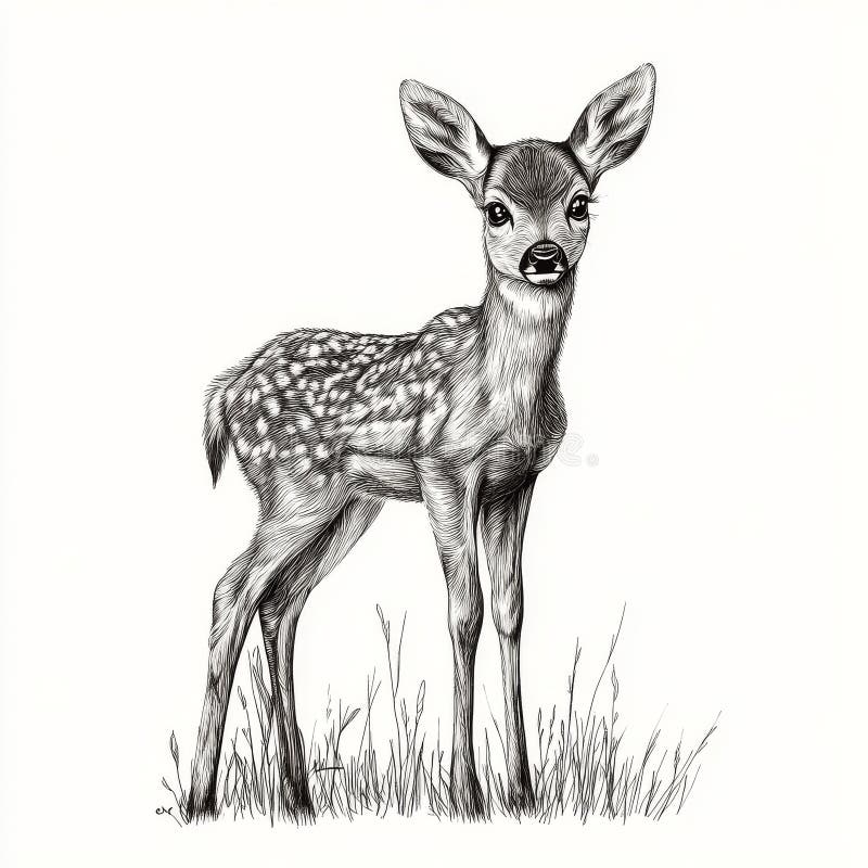 Silhouette of a Roebuck, Illustrated and Isolated on a White Background ...