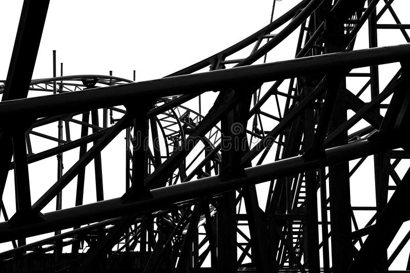 Silhouette Roller Coaster Tracks on a White Bacground Stock Photo ...