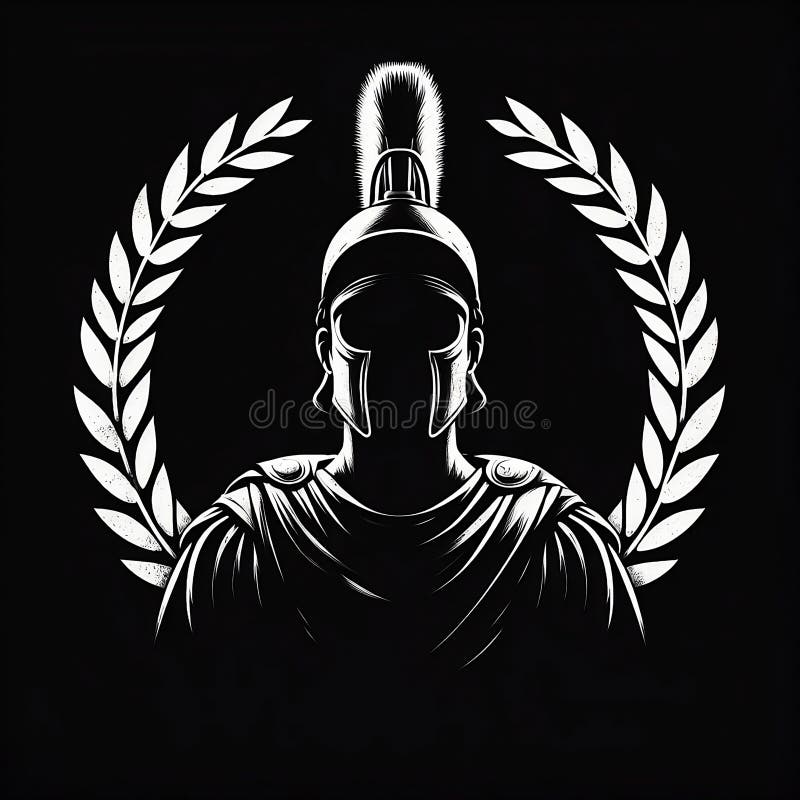Silhouette of a Roman Soldier on a Laurel Wreath Stock Illustration ...