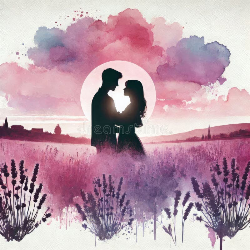 Silhouette of Romantic Embrace Stock Illustration - Illustration of ...