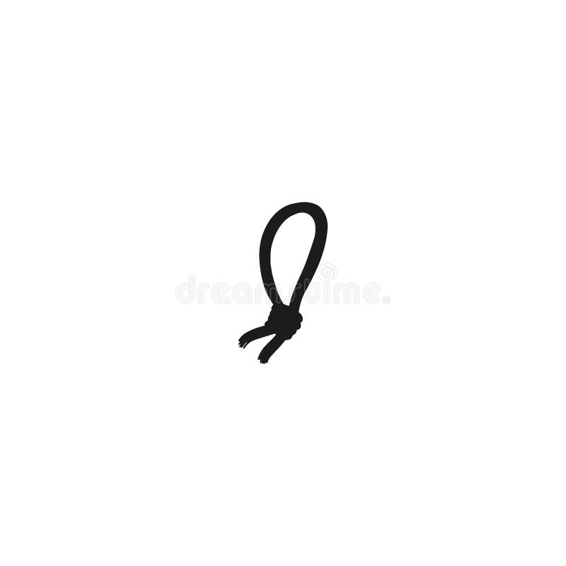 Silhouette of Rope with Loop. Vector Black White Doodle Sketch Isolated ...