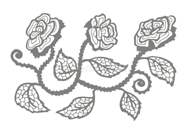 Silhouette rose pattern. stock vector. Illustration of petal - 84329398