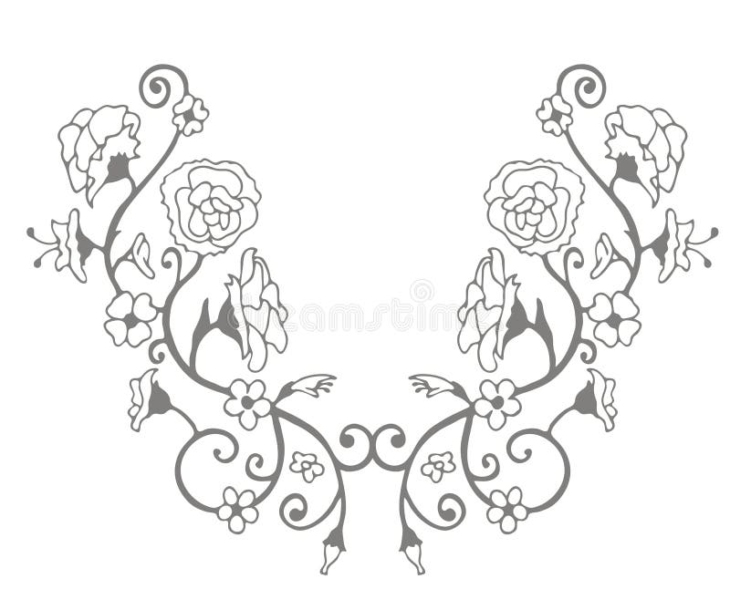 Silhouette rose pattern. stock vector. Illustration of petal - 84329398