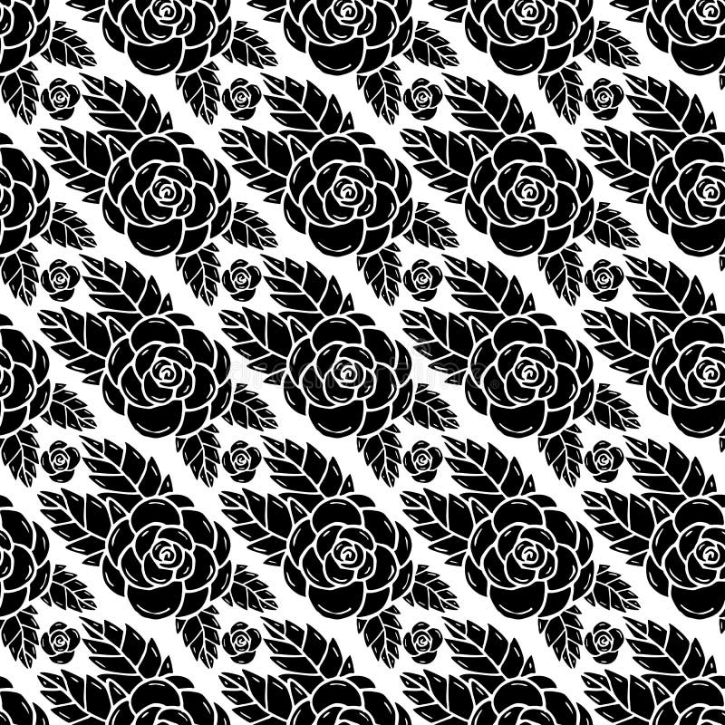Silhouette Roses Pattern. Textile and Wallpaper Design Stock Vector ...