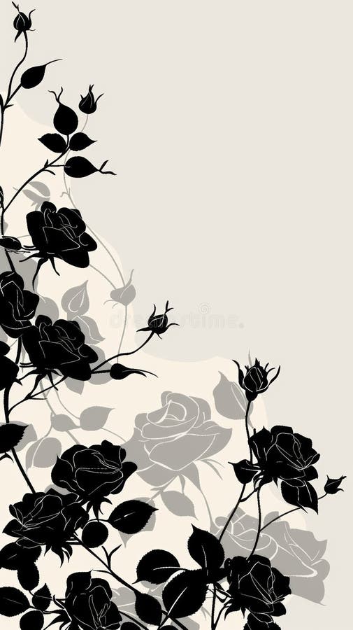 Silhouette of Roses with Shadows on a Light Background Stock Photo ...