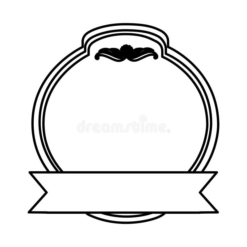 Silhouette Round Emblem with Oval Roses Icon Stock Illustration ...