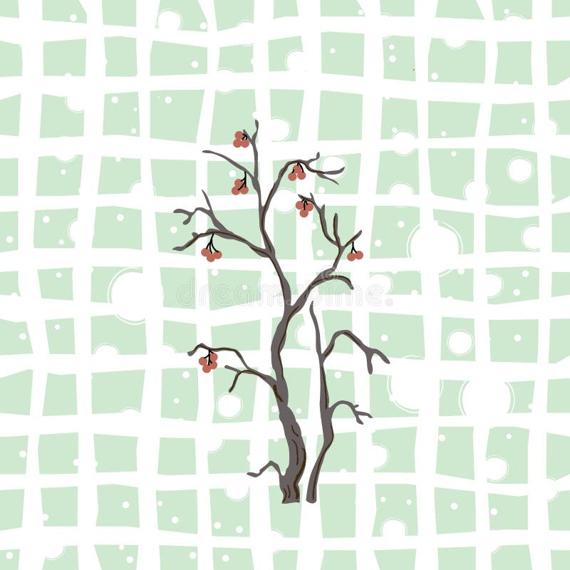 Silhouette of a Rowan Tree with Berries Stock Illustration ...