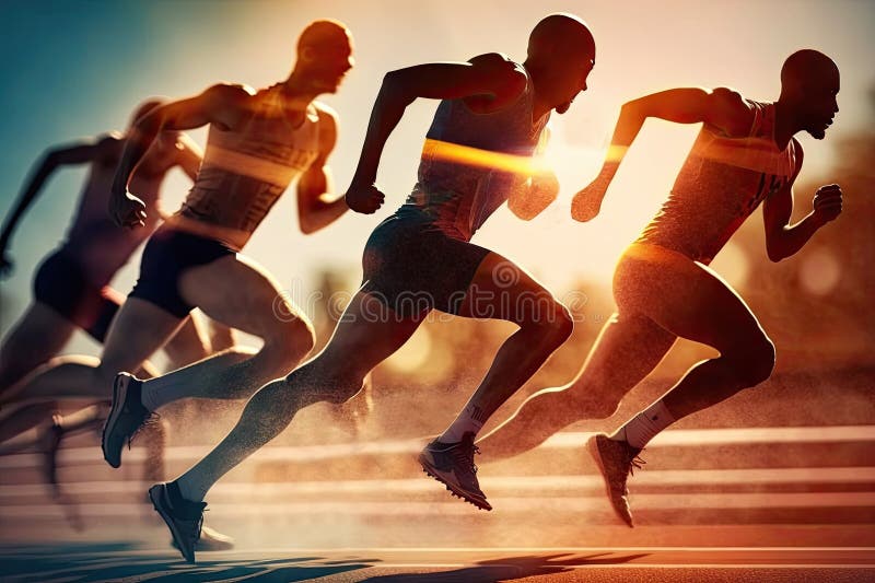 Silhouette of Runners in Track and Field - Generative AI Stock ...
