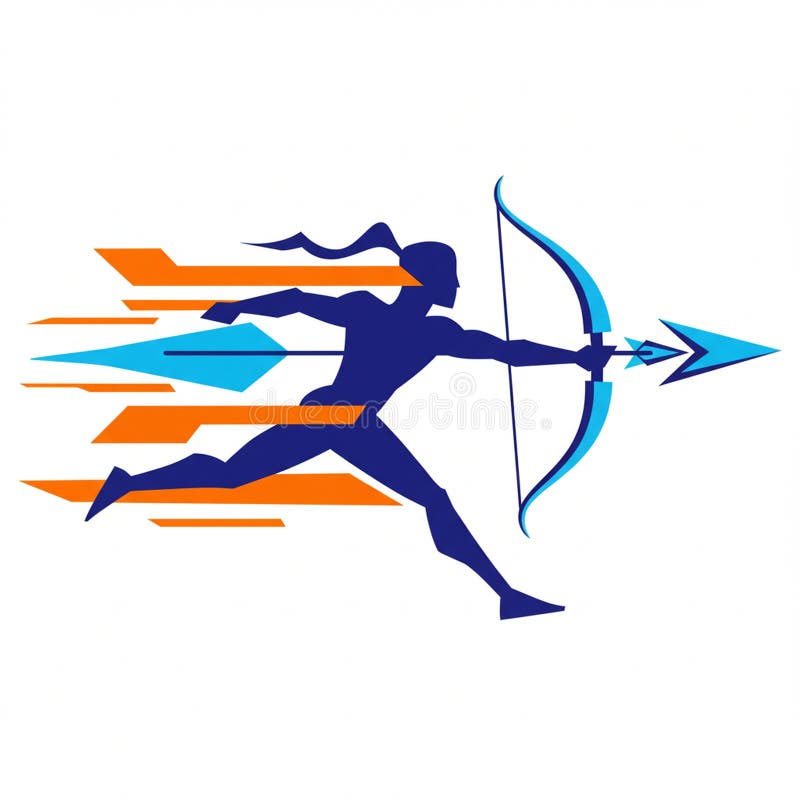 Silhouette of a Running Archer in a Stylized Design. the Figure ...