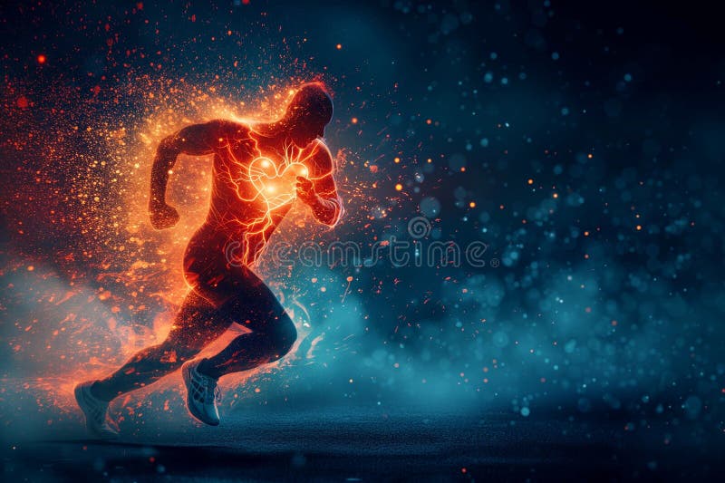 An Abstract Burning Athlete Stock Illustration - Illustration of ...