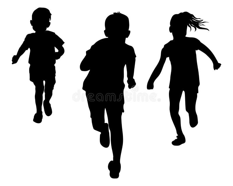 Silhouette of Running Children. Vector Illustration Stock Vector ...